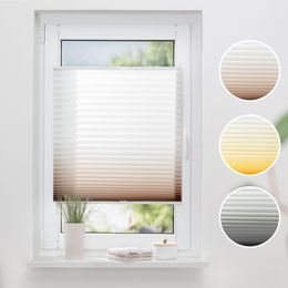 Plissee K-home, B:80cm H:210cm, braun, Obermaterial: 100% Polyester, Badezimmer, Plissees, "Farbverlauf Sunrise"