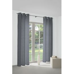 Vorhang WIRTH, B:132cm H:175cm, blau, Jacquard, Baumwolle, Polyester, Wohnzimmer, Gardinen, "Torbole"