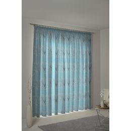 Vorhang WIRTH, B:132cm H:245cm, blau, Jacquard, Baumwolle, Polyester, Wohnzimmer, Gardinen, "Stuben"