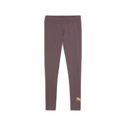 Puma Damen Leggings "ESS METALLIC Leggings Damen"raisin metallic gold lila, Gr. L, unifarben, Obermaterial: 95% Baumwolle, 5% Elasthan, Hosen