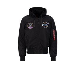 Herren Bomberjacke "MA-1 VF Hood Dark Side", schwarz, Gr. M, Alpha Industries, Obermaterial: 100% Nylon, Futter: 100% Nylon, Füllung 100% Polyester,