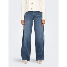Only Damen High-waist-Jeans "ONLMADISON &ndash; High-Waist-Jeans mit modischen Abriebeffekten", blau, Gr. L, unifarben, Denim/Jeans, Obermaterial: 92%