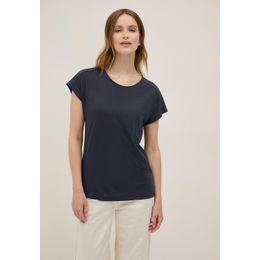 Cecil Damen V-Shirt, blau, Gr. XS, unifarben, Web, 50% Baumwolle, 50% Modal, Shirts, im soften Baumwoll-Mix