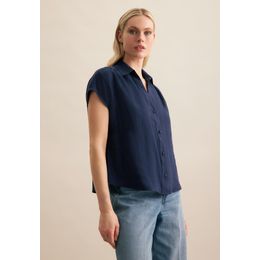 Seidensticker Damen Hemdbluse "Schwarze Rose", blau, Gr. 42, unifarben, 100% Leinen, Blusen, Ohne Arm Kragen Uni