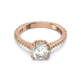 Swarovski Damen Fingerring "Stilla Round Cocktailring", 50, Metall, rosa, Metall, Fingerringe, mit Swarovski Kristall