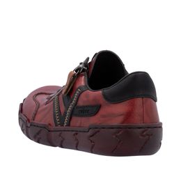 Rieker Damen Sneaker, Gr. 39, rot, Leder, Lederimitat, unifarben mit Farbeinsatz, Schuhe, Schn&uuml;rschuh, Halbschuh, Freizeitschuh mit Ziern&auml;hte
