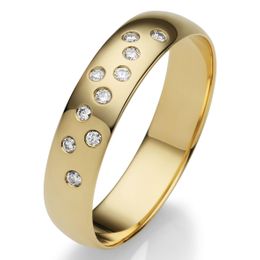 Firetti Damen Trauring "Schmuck Geschenk Gold 375 Hochzeit Ehering "LIEBE"", 50, 0,08 SI = kleine Einschl&uuml;sse mit Brillanten, Gelbgold 375, 4,5mm,