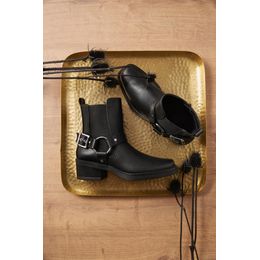 ANISTON SHOES Damen Westernstiefelette, Gr. 37, schwarz, Lederimitat, Schuhe, Cowboyboots, Blockabsatz, in schmaler Form
