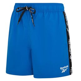 Reebok Herren Badeshorts "Duke", blau, Gr. S, unifarben, Microfaser, Polyamid, Badehosen, mit Kordelzug und elastischem Bund, mit Logo, atmungsaktiv,