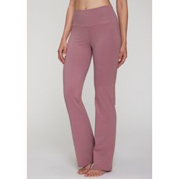 active by Lascana LASCANA ACTIVE Damen Jazzpants, Gr. 32, lila, Single Jersey, Obermaterial: 95% Baumwolle, 5% Elasthan, unifarben, Basic, Hosen, mit breitem B&uuml;ndchen