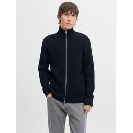 Jack & Jones JACK & JONES Herren Strickjacke "JJEPERFECT KNIT ZIP CARDIGAN SN", blau, Gr. XL, unifarben, Strick, Obermaterial: 50% Baumwolle, 50% Polyester,
