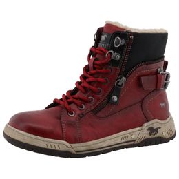 Mustang Shoes Damen Winterboots "Ihana", Gr. 38, rot, Lederimitat, Textil, Schuhe, High Top Sneaker, Winterboots mit Warmfutter und TEX