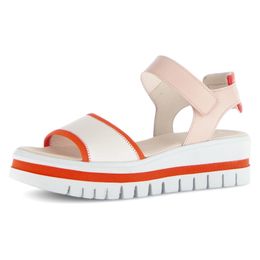 Gabor Damen Keilsandalette, Gr. 40, beige, Glattleder, kontrastfarbene Details, Schuhe, Plateau, Riemchensandale, Sommerschuh mit Fersenpolsterung
