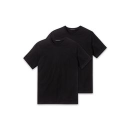 Schiesser Herren Unterhemd "T-Shirt American T-Shirt 2er Pack", Gr. M, schwarz, Obermaterial: 100% Baumwolle CO., Unterhemden