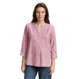Tom Tailor Damen Klassische Bluse, pink, Gr. 42, unifarben, Web, Obermaterial: 100% Baumwolle, Blusen, mit geschlitztem Rundhalsausschnitt