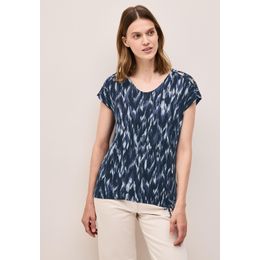 Cecil Damen Print-Shirt, blau, Gr. XXL, bedruckt, Stoff, 97% Viskose, 3% Elasthan, Shirts, aus strecthigem Viskosematerial