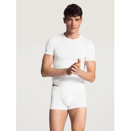 Calida Herren Rundhalsshirt "Evolution", Gr. XL, wei&szlig;, Single Jersey, Obermaterial: 94% Baumwolle, 6% Elasthan, unifarben, Basic, Shirts, schmale