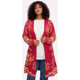 Damen Strickjacke, braun, Gr. 56, sheego by Joe Browns, gebl&uuml;mt, gemustert, mehrfarbig, 75% Polyacryl, 22% Polyester, 3% Elasthan, Strickjacken