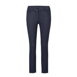 GOLDNER Damen 7/8-Hose "Schmale Stretchhose BELLA"dunkelblau, Gr. 46, Obermaterial: 65% Baumwolle CO. 31% Polyester PES. 4% Elasthan EL., Hosen