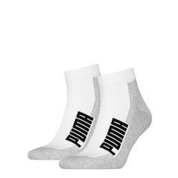 Puma Herren Kurzsocken "Puma UNISEX BWT CUSHIONED QUARTER 2P", Gr. 35, wei&szlig;, Baumwollmischung, Socken, Zweifarbig, Rippenb&uuml;ndchen