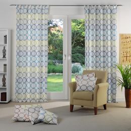 Vorhang WIRTH, B:132cm H:145cm, blau, Jacquard, Baumwolle, Polyester, Wohnzimmer, Gardinen, "Zirbello"