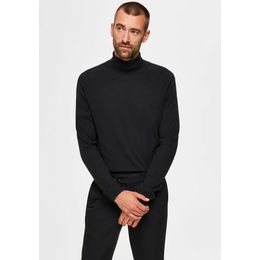 Selected Homme Herren Rollkragenpullover "SLHBERG ROLL NECK NOOS", schwarz, Gr. L, unifarben, Strick, Obermaterial: 100% Baumwolle, Pullover