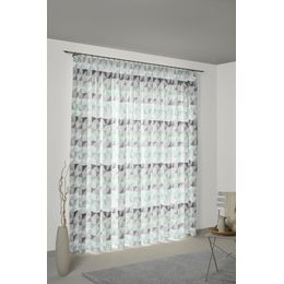 Vorhang WIRTH, B:132cm H:255cm, gr&uuml;n, Jacquard, Baumwolle, Polyester, Wohnzimmer, Gardinen, "Berlare"