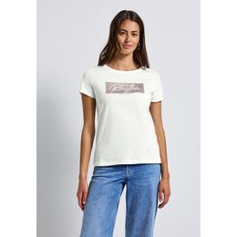 Street One Damen T-Shirtsanftes wei&szlig;, Gr. 40, unifarben, Web, 100% Baumwolle, Shirts, aus reiner Baumwolle