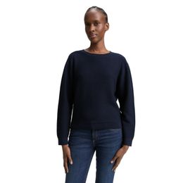 Damen Strickpullover, blau, Gr. XS, Tom Tailor Denim, unifarben, Strick, Obermaterial: 100% Baumwolle, Pullover, mit Rippb&uuml;ndchen