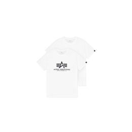 Herren T-Shirt "Basic T-Shirt BL 2 Pack", wei&szlig;, Gr. S, Alpha Industries, Obermaterial: 100% Baumwolle, Shirts
