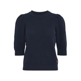 oxmo Damen Strickfleece-Pullover "Strickpullover OXMicha", blau, Gr. S, Obermaterial: 100% Baumwolle CO., Shirts