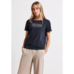 Street One Damen T-Shirt, blau, Gr. 34, bedruckt, Web, 100% Baumwolle, Shirts, Feel Good Fit