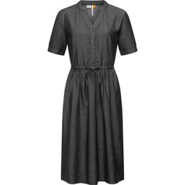 Ragwear Damen Shirtkleid "Casarea Denim", schwarz, Gr. XL, Material: 60% Baumwolle, 40% Viskose, Kleider, stylisches Damen Sommerkleid mit Taillenband