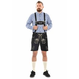 Herren Trachtenlederhose "ASFerdl", schwarz, Gr. 58, Alessandro Salvarini, 100% Rindsleder, Hosen, Lederhose in Trachtenstil in kurzer Schnittform