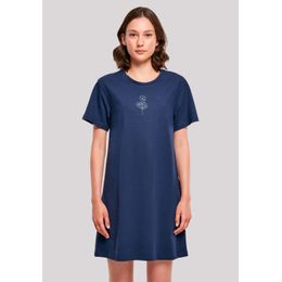 F4NT4STIC Damen Shirtkleid "Line Art Flower Bestickt", blau, Gr. XL, Obermaterial: 100% Baumwolle, Kleider, Premium Qualit&auml;t