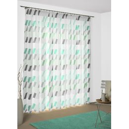 Vorhang WIRTH, B:132cm H:175cm, gr&uuml;n, Jacquard, Baumwolle, Polyester, Wohnzimmer, Gardinen, "Bray"