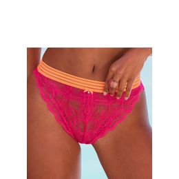 Vivance Damen Tanga, Gr. 32, pink, Spitze, Obermaterial: 88% Polyamid, 12% Elasthan, Unterhosen, aus elastischer Spitze mit modischen Kontrastfarben