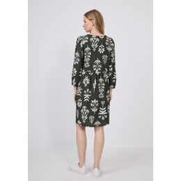 Damen Midikleid, gr&uuml;n, Gr. 40, STREET ONE STUDIO, gemustert, Stoff, 88% Viskose, 12% Polyamid, Kleider, knielang