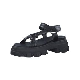 Marco Tozzi Damen Riemchensandale "Marco Tozzi Sandalen Leder", Gr. 38, schwarz, Leder, Schuhe