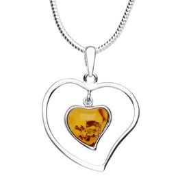 OSTSEE-SCHMUCK Damen Kette mit Anh&auml;nger "OSTSEE-SCHMUCK Kette mit Anh&auml;nger Herz Kette mit Anh&auml;nger Herz", 50cm, Silber 925 (Sterlingsilber), L: 42,