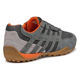 Geox Herren Schnürschuh "U SNAKE ORIGINAL", Gr. 39, grau, Leder, Textil, Schuhe, Schnürschuh, Freizeitschuh, Trekking Sneaker mit Lederinnensohle