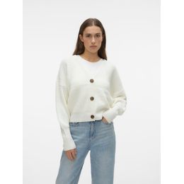 V&eacute;ro Moda VERO MODA Damen Strickjacke "VMLEA LS V-NECK CUFF CARDIGAN NOOS", wei&szlig;, Gr. L, unifarben, Strick, Obermaterial: 100% Polyacryl, Strickjacken,