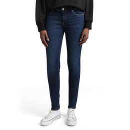 Damen Skinny-fit-Jeans, blau, Gr. 28, Tom Tailor Denim, unifarben, Denim/Jeans, Obermaterial: 99% Baumwolle, 1% Elasthan, Jeans, im Five-Pocket Style