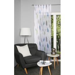 Vorhang Home Wohnideen, B:140cm H:225cm, blau, Voile, Polyester, Wohnzimmer, Gardinen, "PAOLO", Schlaufenschal PAOLO bedruckt