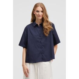 Smith & Soul SMITH & SOUL Damen Kurzarmbluse, blau, Gr. S, unifarben, Material: 70% Baumwolle, 27% Polyamid, 3% Elasthan, Blusen, mit R&uuml;ckenpasse