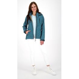 DEPROC Active Damen Softshelljacke "SHELBY PEAK DC", blau, Gr. 38, 100% Polyester, Jacken, leichte Softshelljacke mit All-Over-Print und abnehmbarer