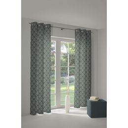 Vorhang Adam, B:145cm H:245cm, blau, Jacquard, Baumwolle (Bio-Baumwolle), Wohnzimmer, Gardinen, "Feathers", aus 100% Bio-Baumwolle