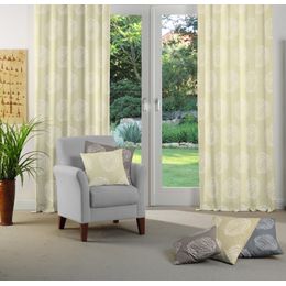 Vorhang WIRTH, B:135cm H:145cm, beige, Jacquard, Polyacryl, Polyester, Wohnzimmer, Gardinen, "Kingston"