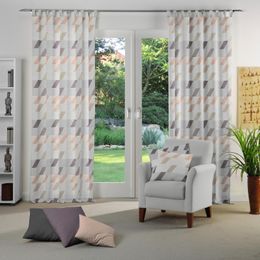 Vorhang WIRTH, B:132cm H:245cm, rosa, Jacquard, Baumwolle, Polyester, Wohnzimmer, Gardinen, "Bray"