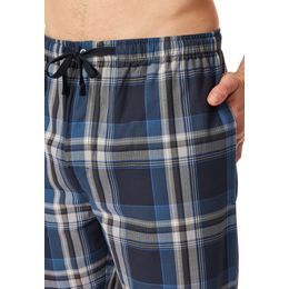 Schiesser Herren Pyjamashorts "Mix + Relax", Gr. 52, blau, Web, Obermaterial: 100% Baumwolle, Hosen, kariert, Gummizug, Bindeband